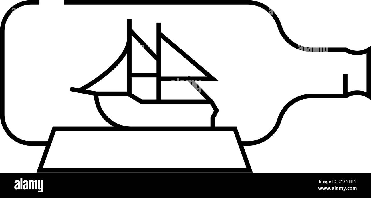 assembling boats in bottles line icon vector illustration Stock Vector ...