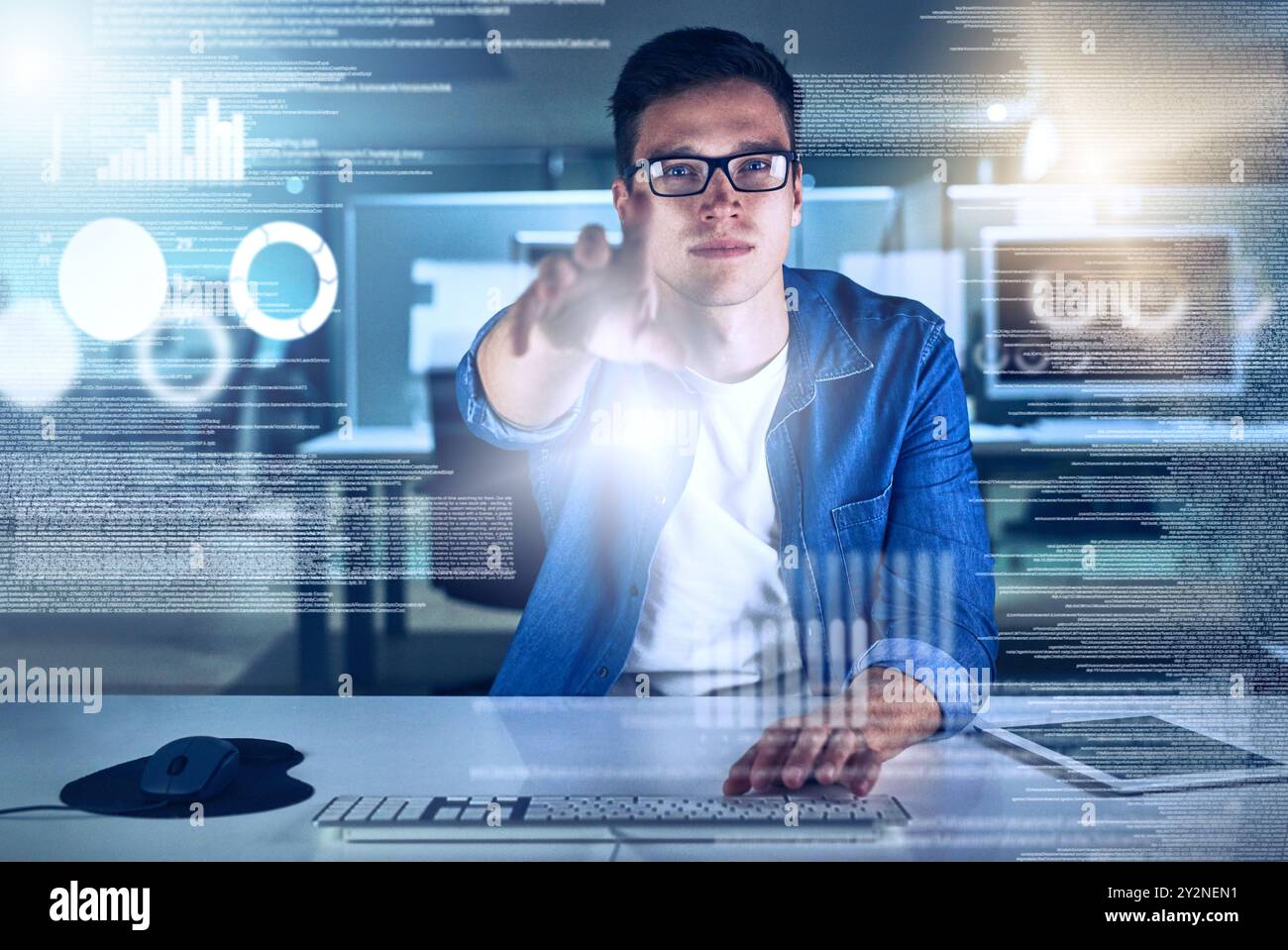 Software engineer typing code overlay hi-res stock photography and ...