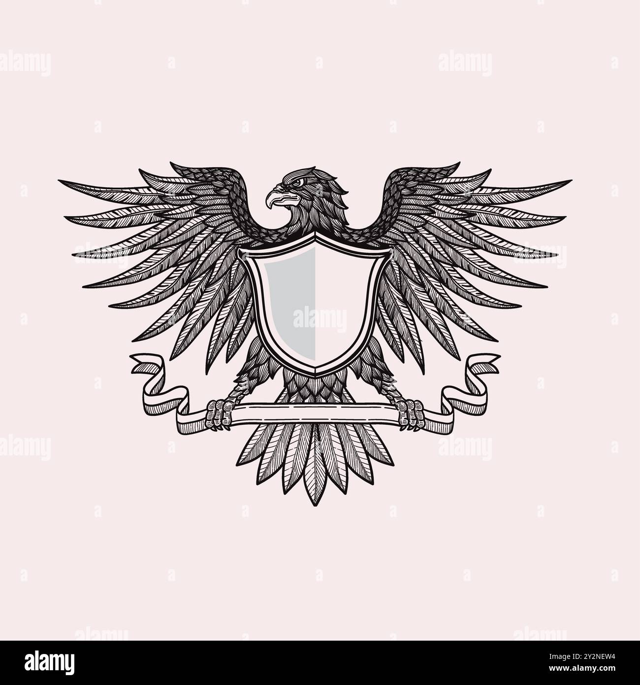 Eagle with shield isolated on white background. Design element for ...