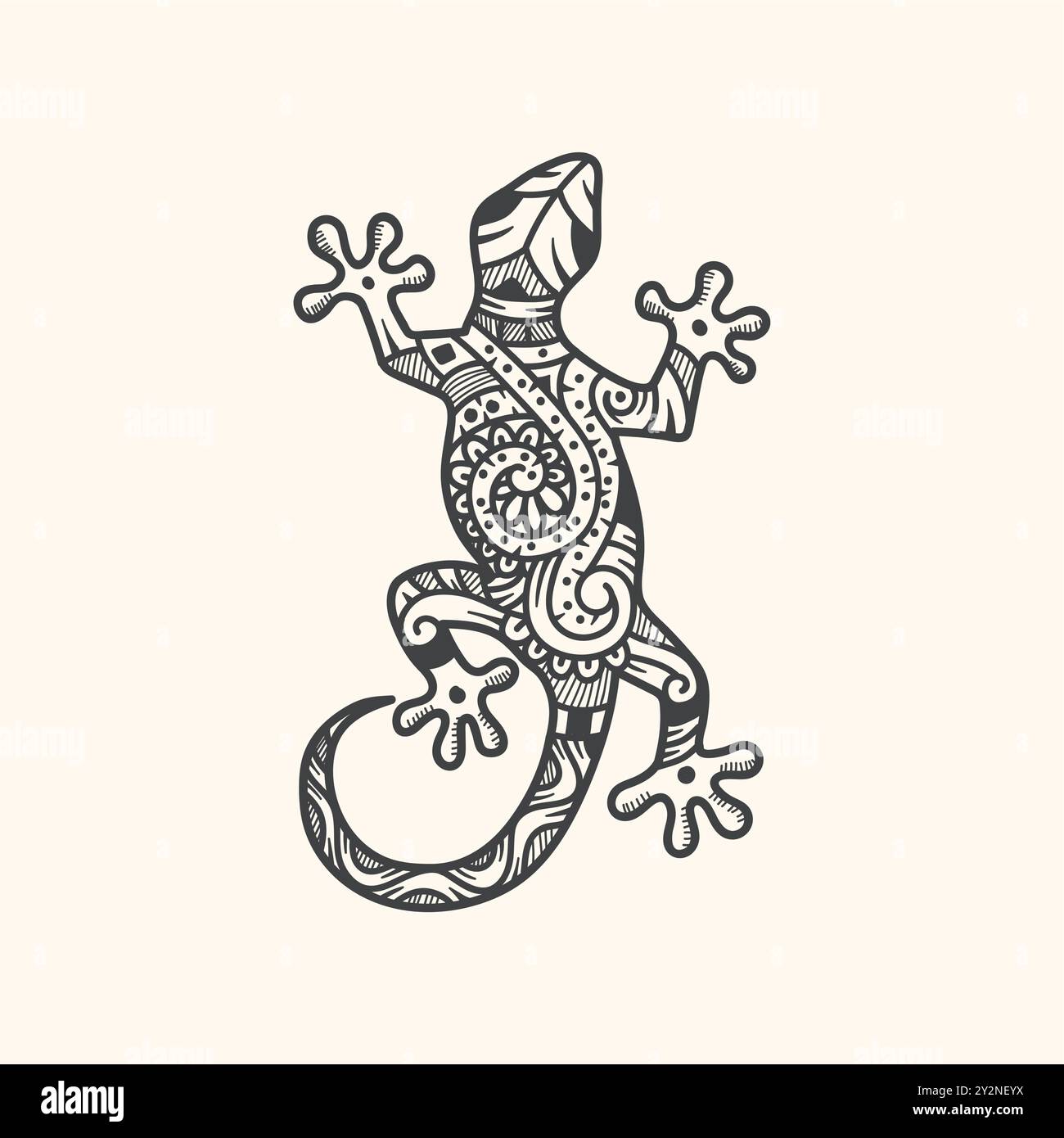 hand drawn Zentangle stylized drawing of a lizard. gecko silhouette ...