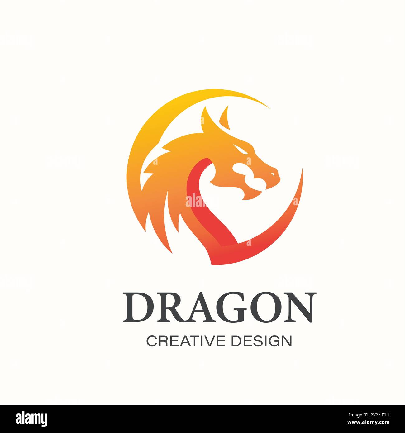dragon circle vector logo. chinese culture symbol. dragon head in a ...