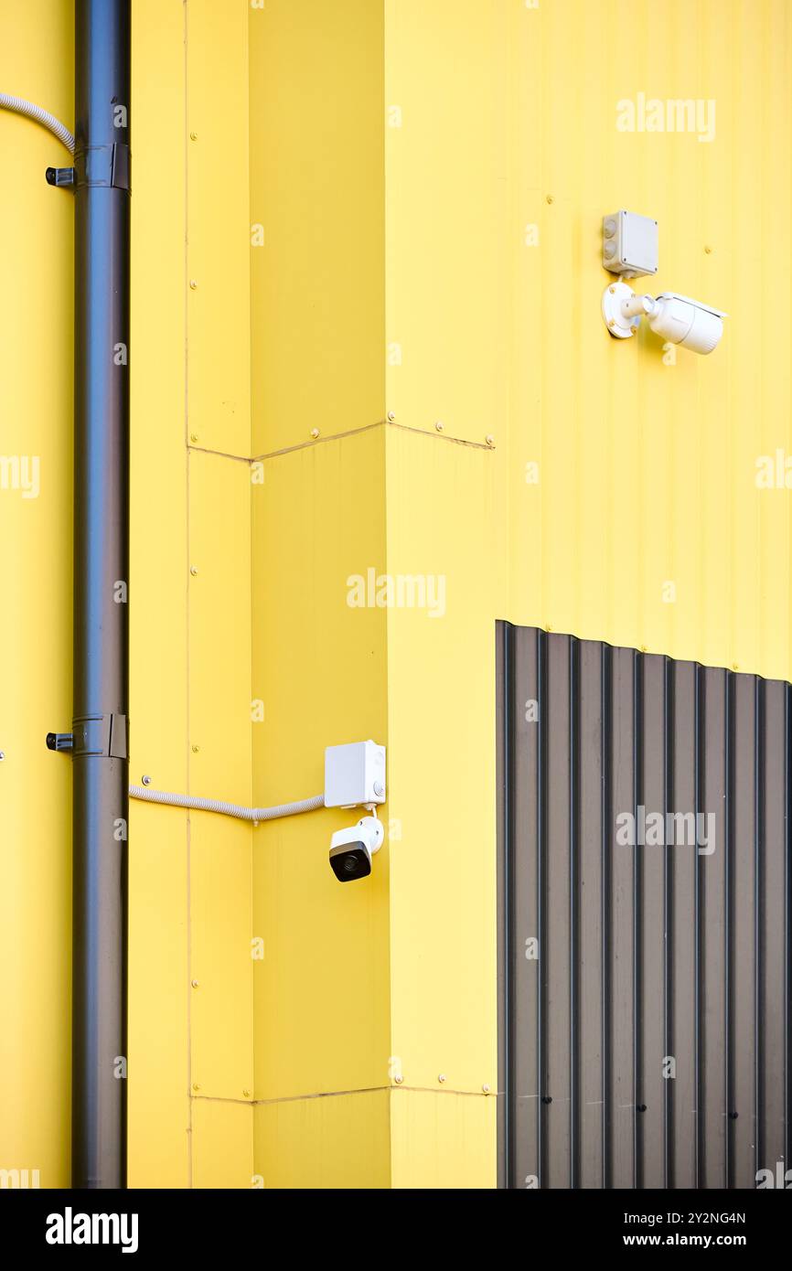 CCTV camera. Security camera on Aluminum composite panels for repair ...