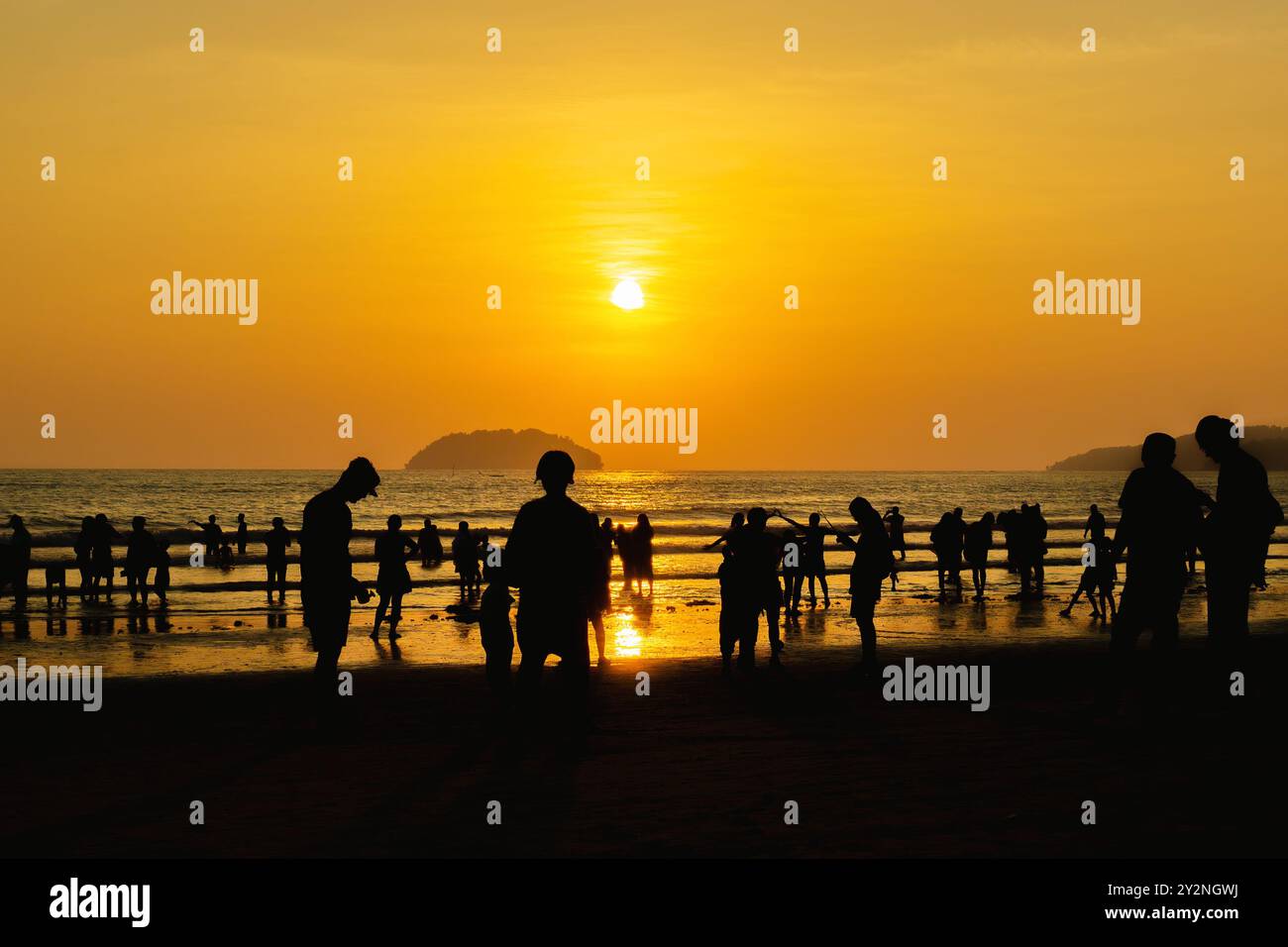 Golden Beach with Silhouettes: A stunning golden beach in Tanjung Aru ...