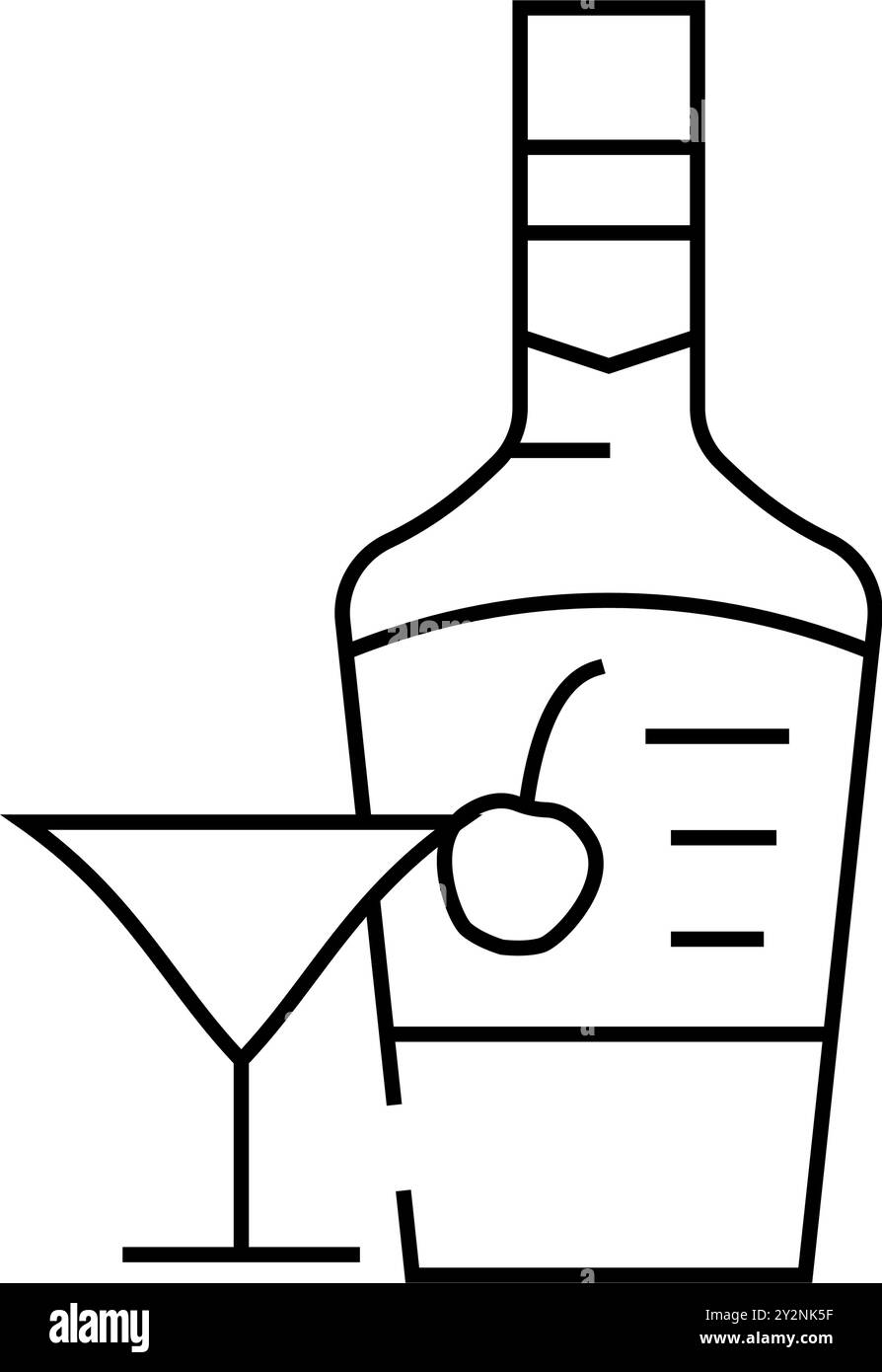 cherry liqueur alcohol line icon vector illustration Stock Vector Image ...