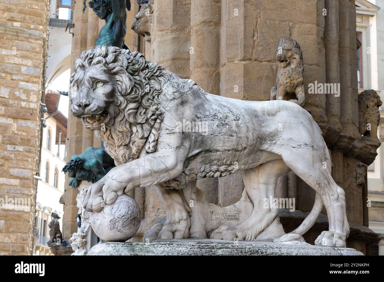 Florence, Italy. 2024, June, 11th. Lion at Loggia dei Lanzi , Piazza ...