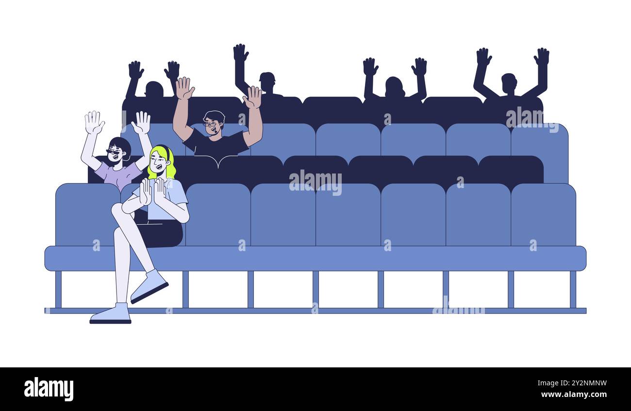 Theater audience clapping on seats 2D cartoon characters Stock Vector ...