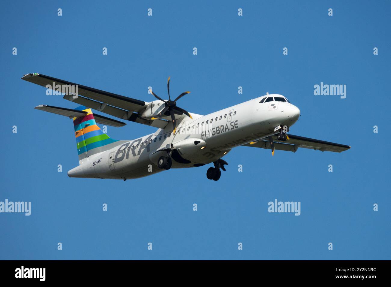 ATR 72-600 airplane BRA Braathens Regional Airlines with bright tail ...