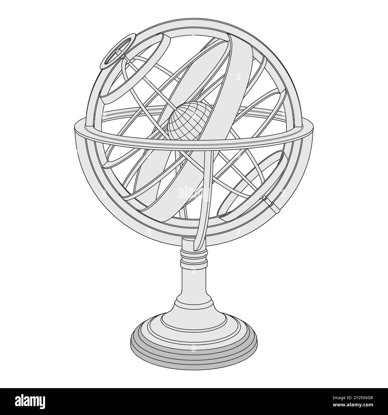 Armillary sphere on a stand. Model of the earth in space. Object ...