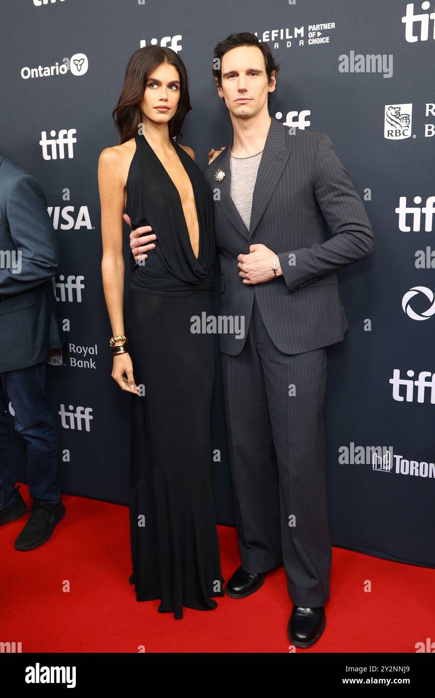Kaia Gerber, Cory Michael Smith at arrivals for SATURDAY NIGHT Premiere at the Toronto ...