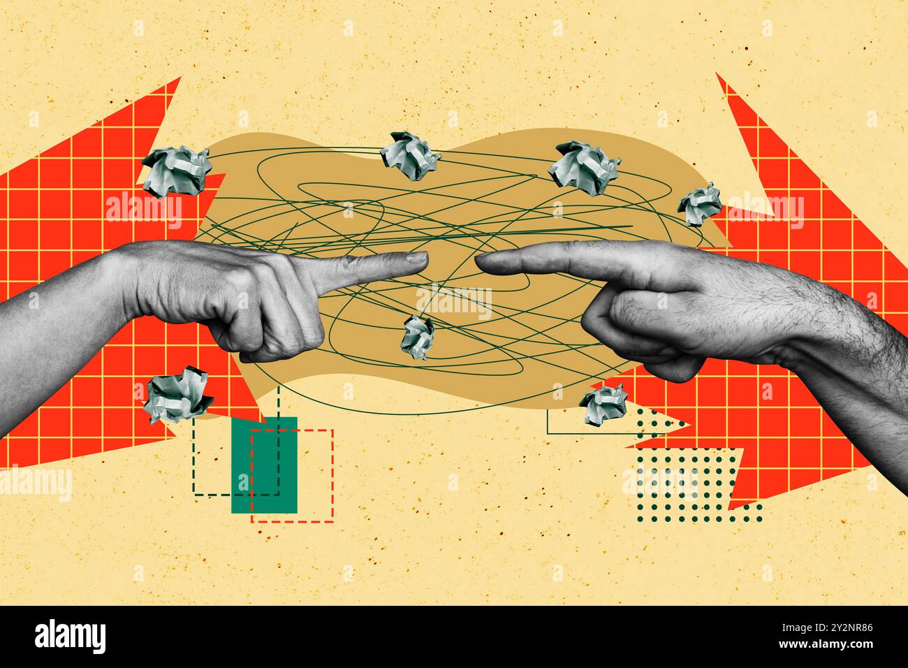 Creative abstract template collage of fingers point blame guilt each ...