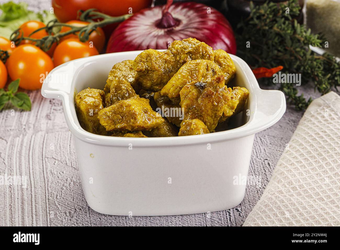 Indian cuisine curry chicken fillet with spices Stock Photo - Alamy