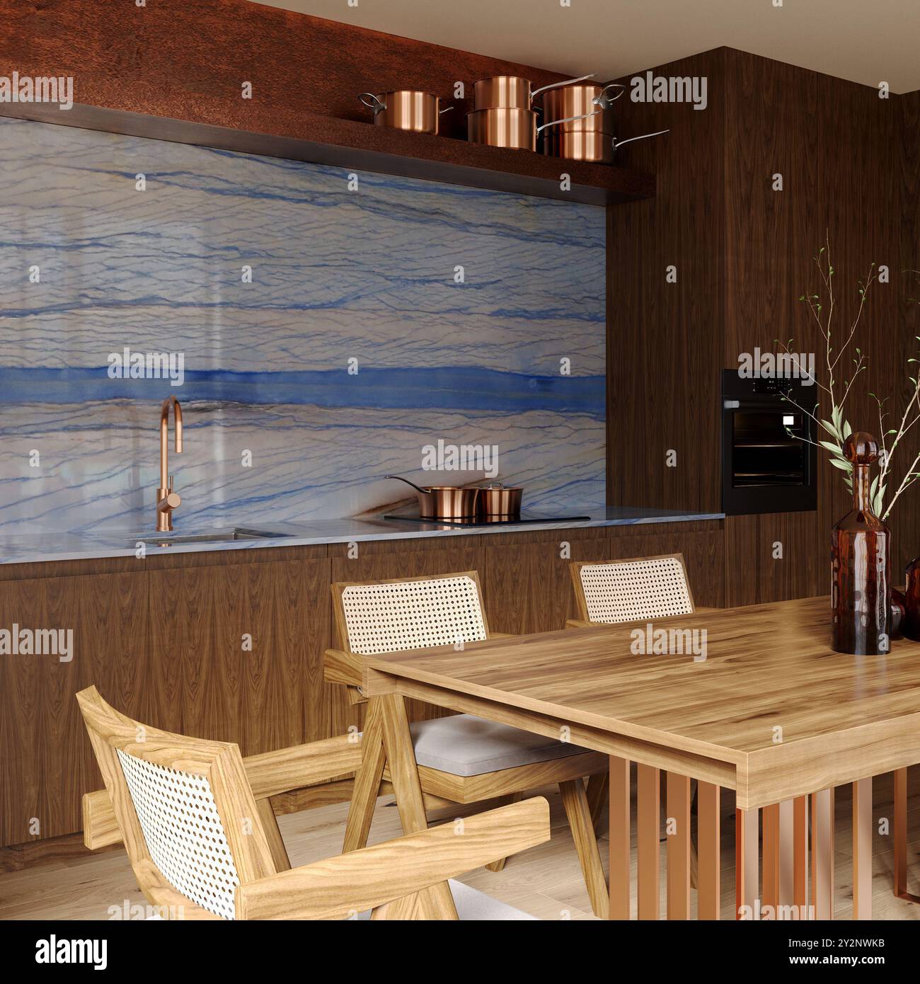 Modern kitchen design with quartzite countertop - detail of interior ...