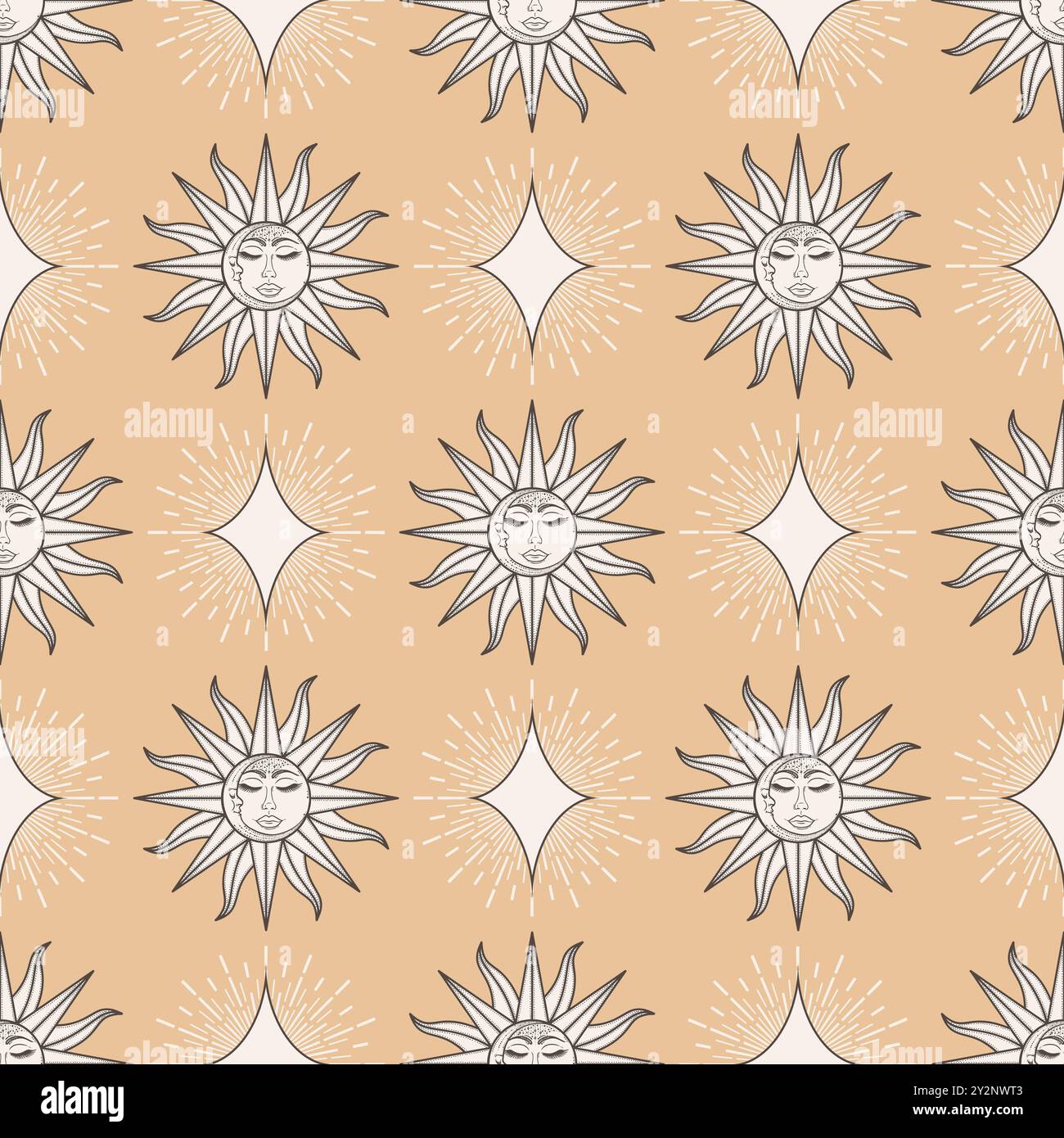 Sun Moon And Stars Celestial Seamless Repeating Surface Pattern Stock ...