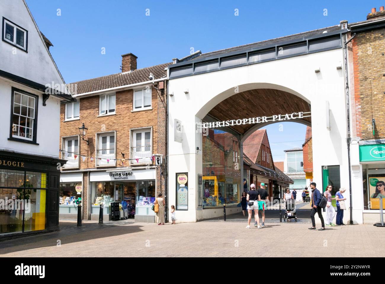 St Albans Hertfordshire St Albans town centre shops and people shopping ...