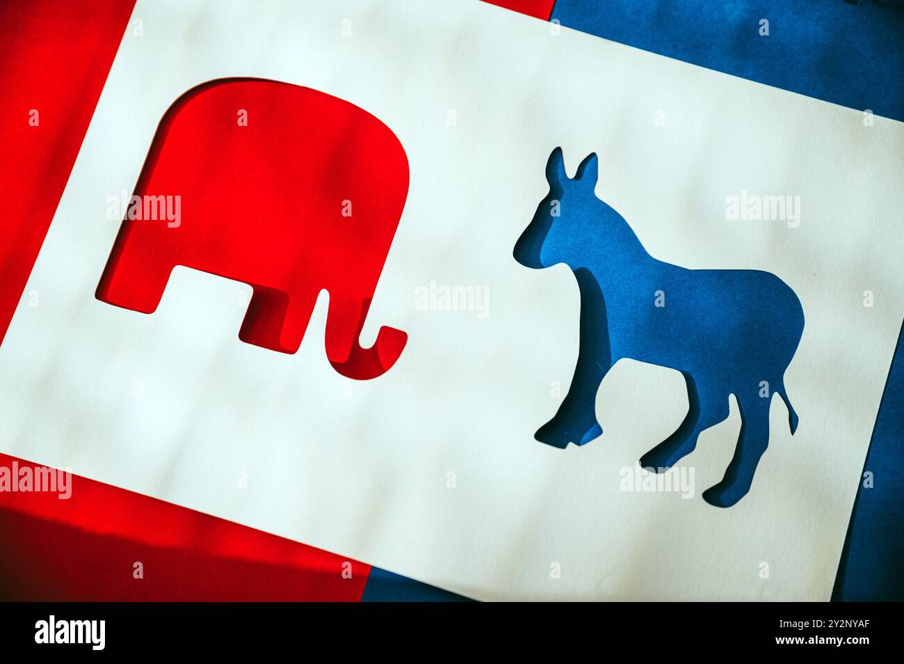 Red Republican Elephant and Blue Democrat Donkey Represent Rivalry in U ...