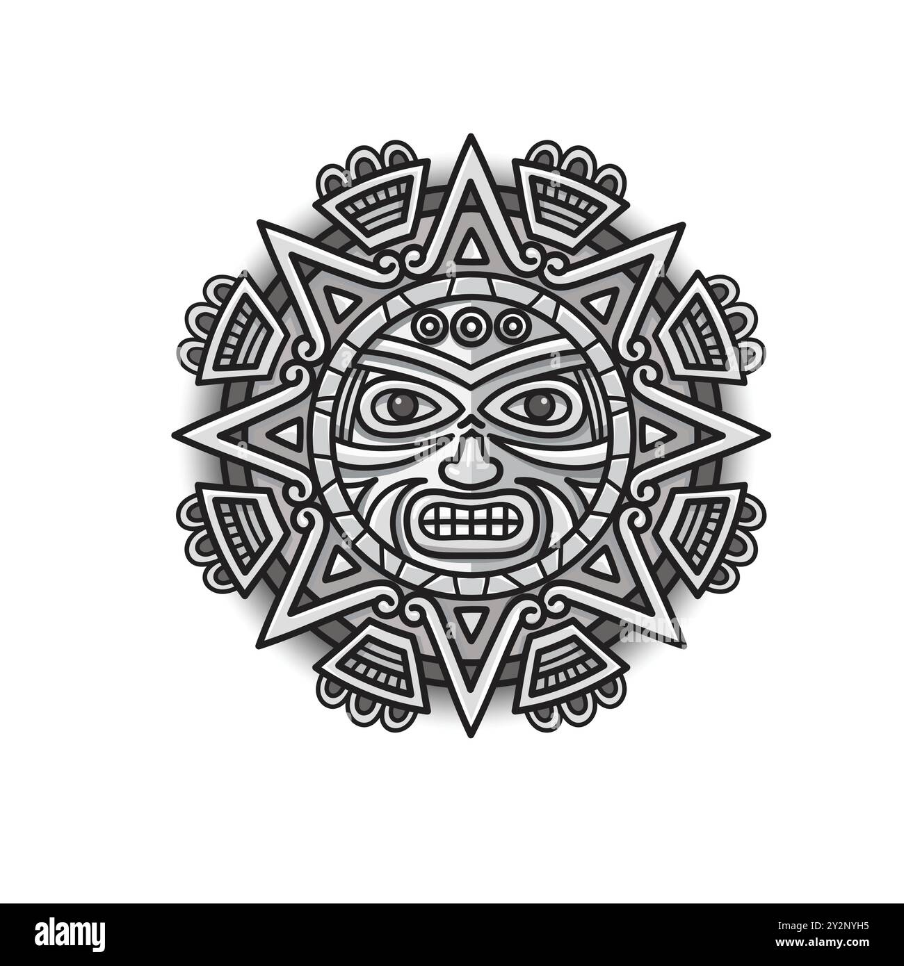 hand drawn Aztec sun ethnic symbol vector illustration Stock Vector ...