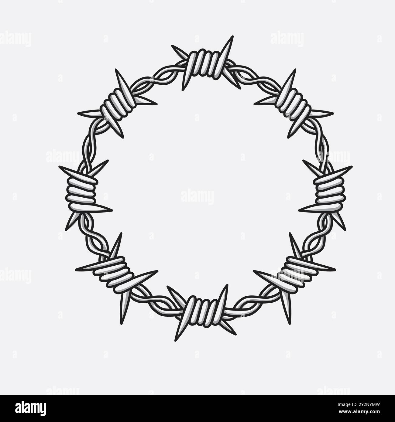 Barbed wire graphic sign. Frame circle from barbed wire. Symbol of not ...
