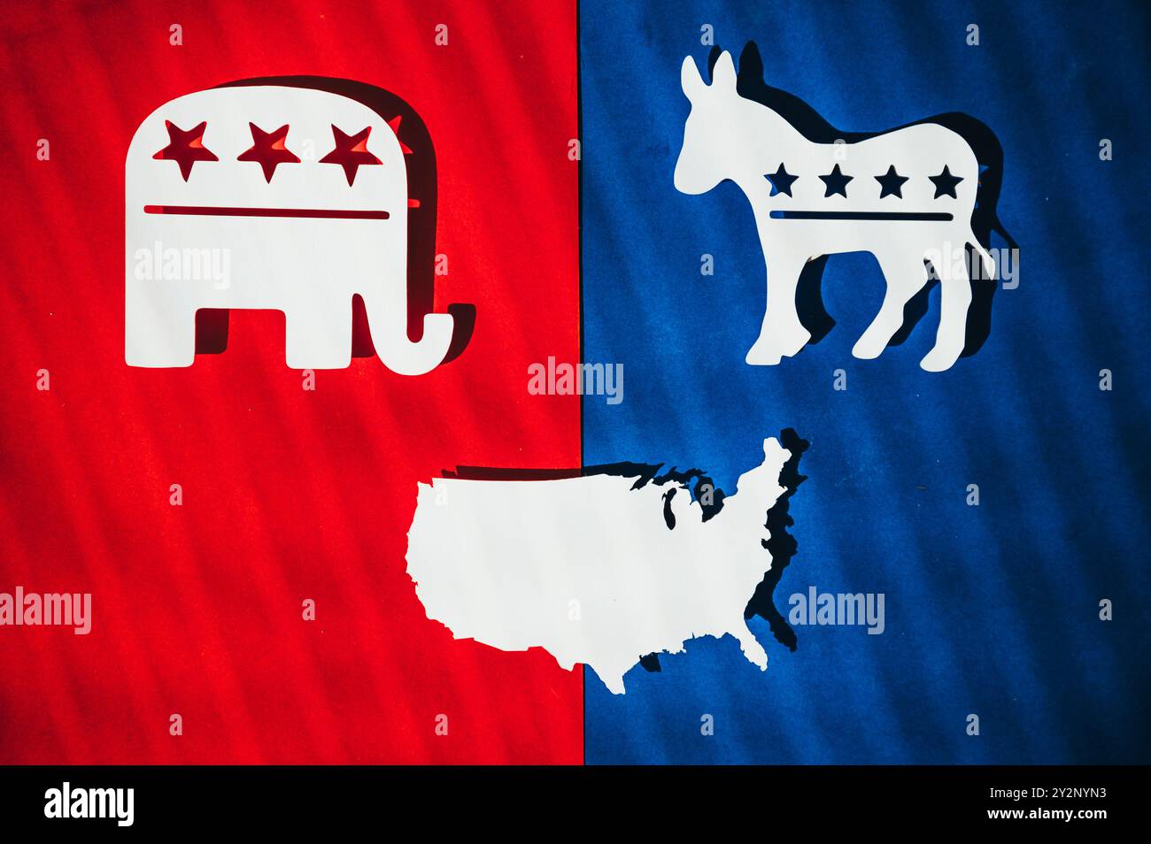 The Blue Donkey and Red Elephant Represent Democrats vs Republicans in ...