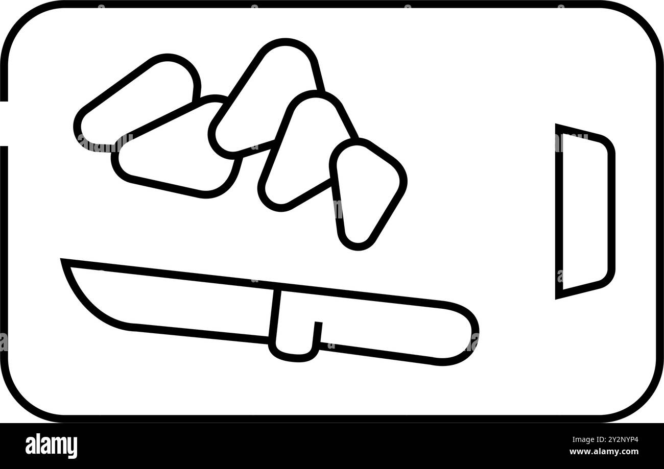 sliced garlic knife line icon vector illustration Stock Vector Image ...