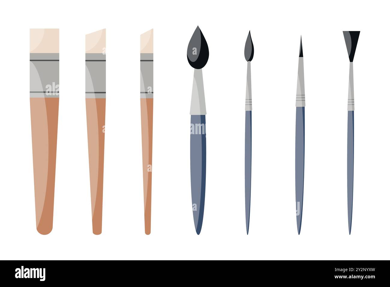 Set of brushes of different shapes. Drawing tools icons. Painting ...