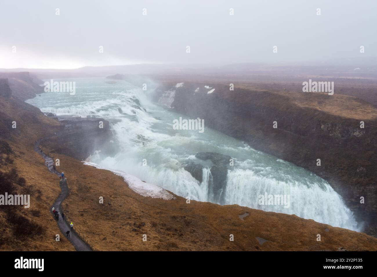 The majestic Gullfoss waterfall in Iceland, formed by the Hvita river ...