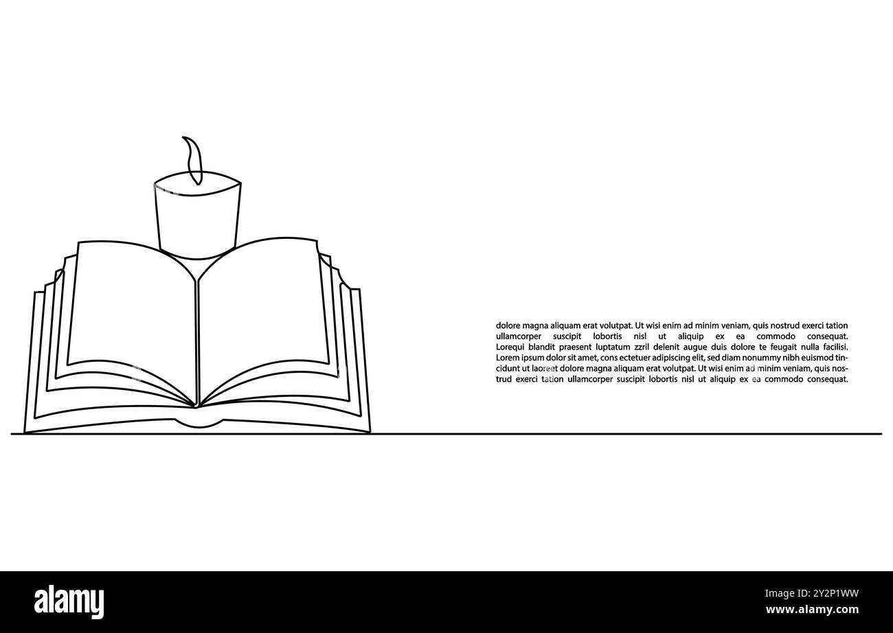 One line drawing of opened book isolated on white background ...
