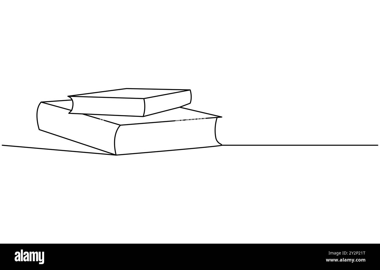 One line drawing of opened book isolated on white background ...