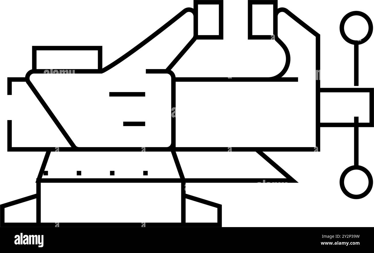 swivel base bench vice line icon vector illustration Stock Vector Image ...