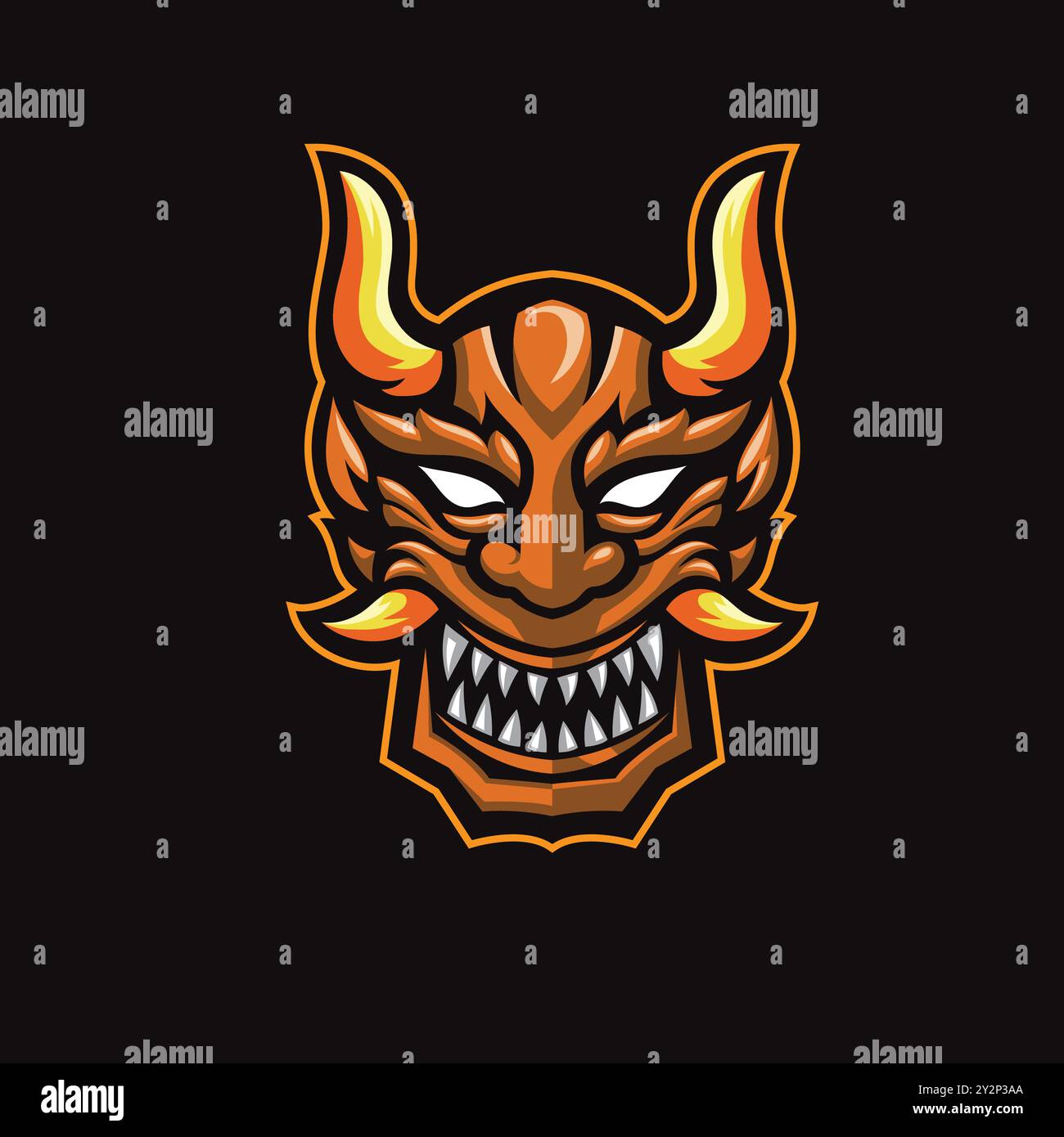 colorful demon mask mascot in japanese theme vector illustration Stock ...