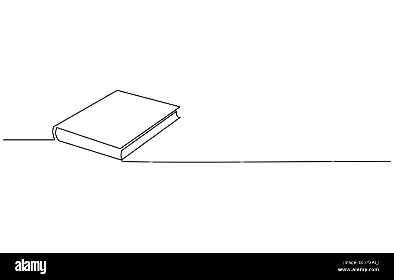 One line drawing of opened book isolated on white background ...