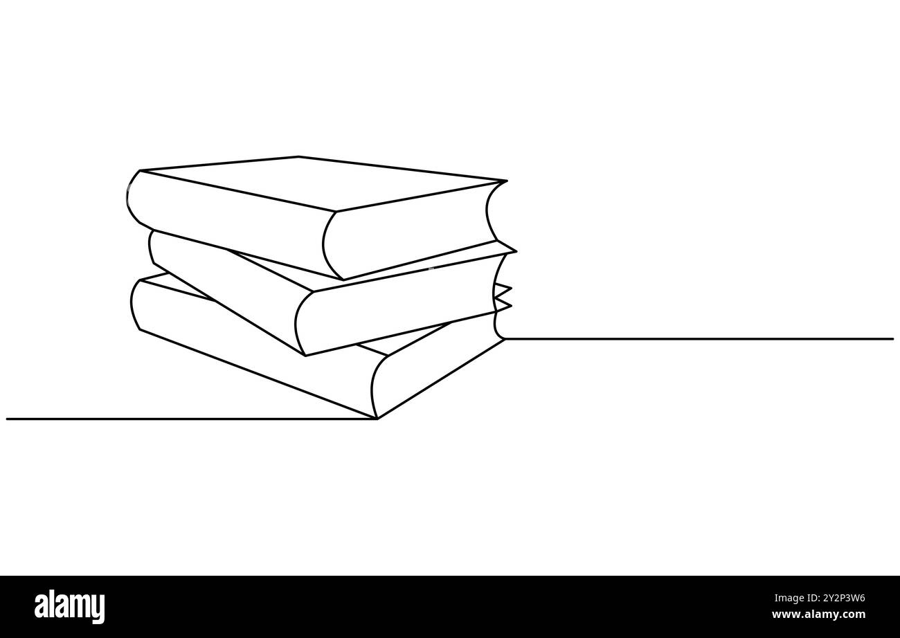 One line drawing of opened book isolated on white background ...