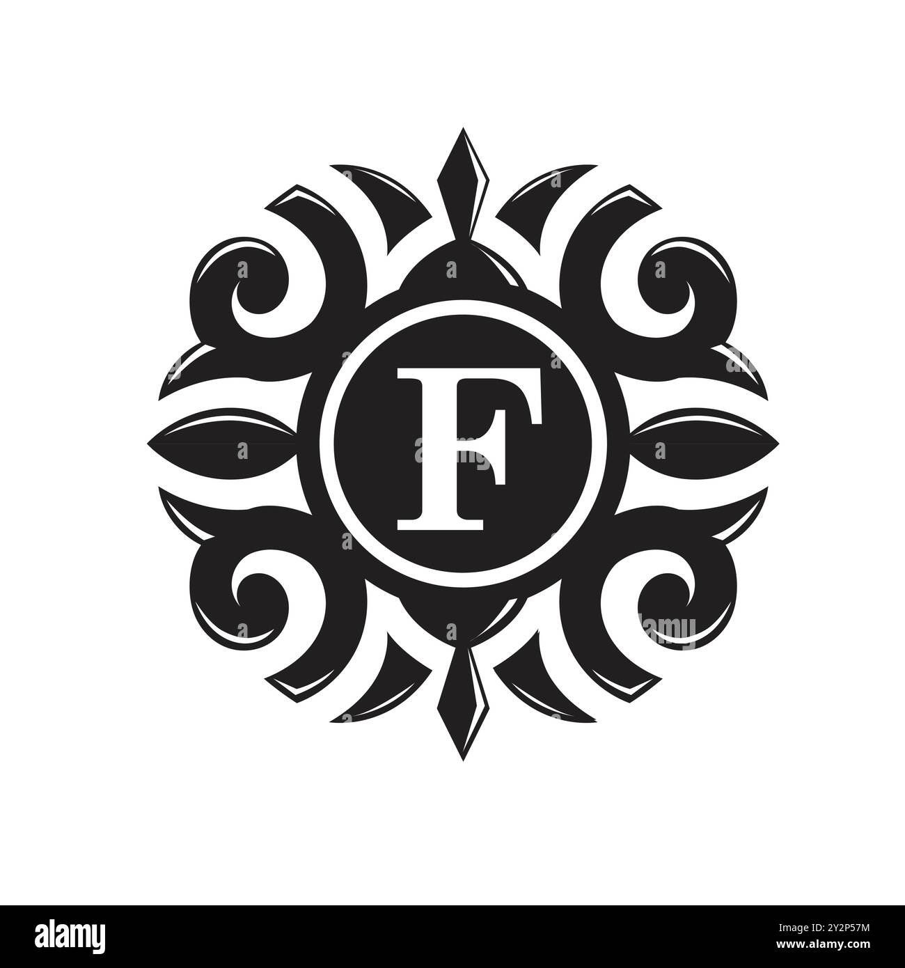 initial letter F letter in classic frame vector illustration Stock ...