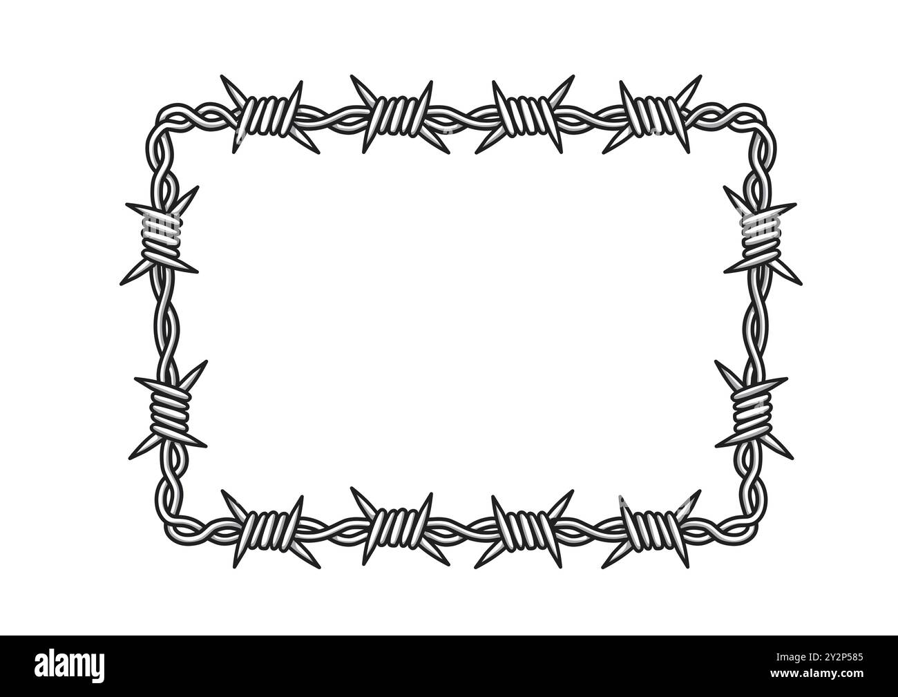 Rectangular shape frame from twisted barbwire vector illustration Stock ...