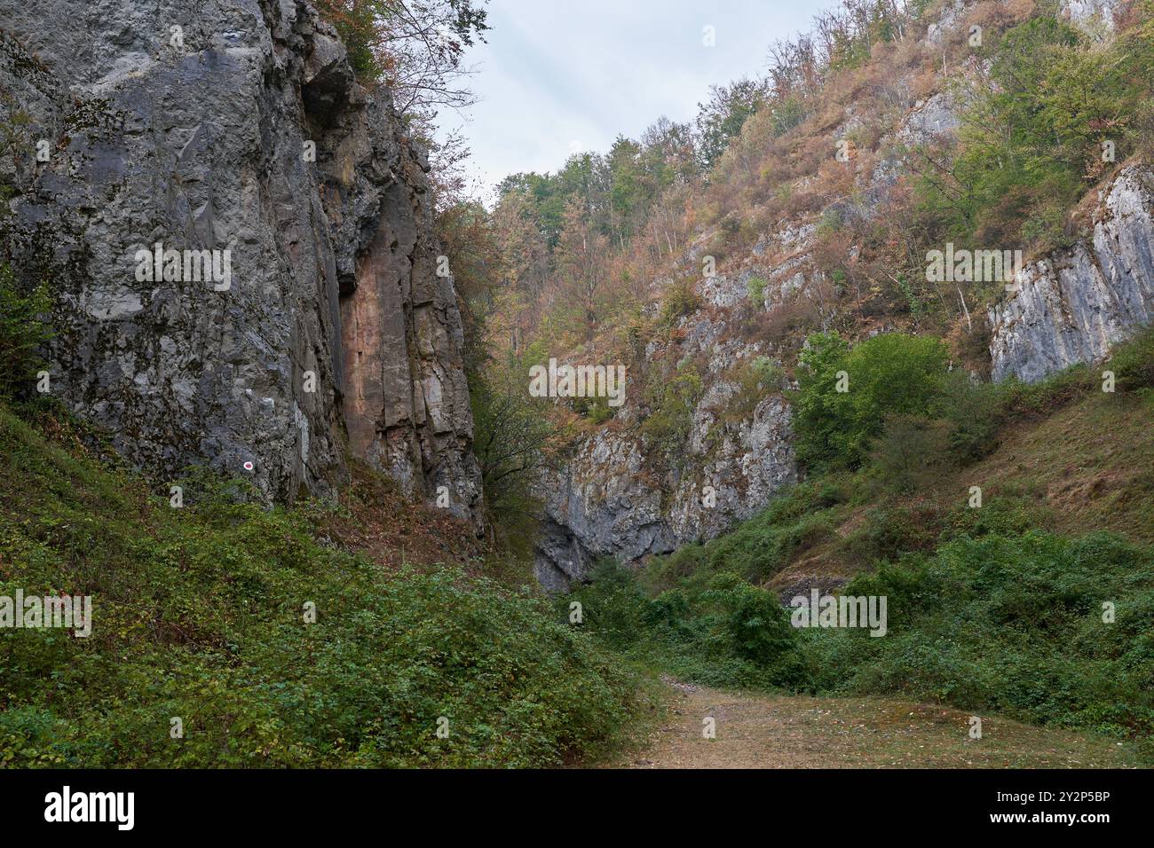 Landscape with mountains and hiking trails in the late summer in a ...