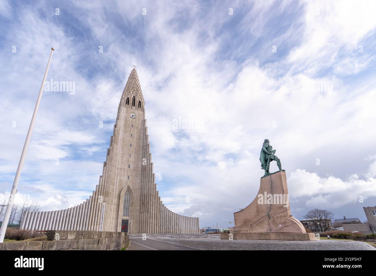 The iconic Hallgrimskirkja church dominates the Reykjavik skyline, with ...
