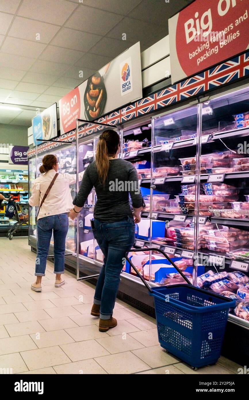 Shoppers people shopping inside a Lidl shop store in England in the UK ...