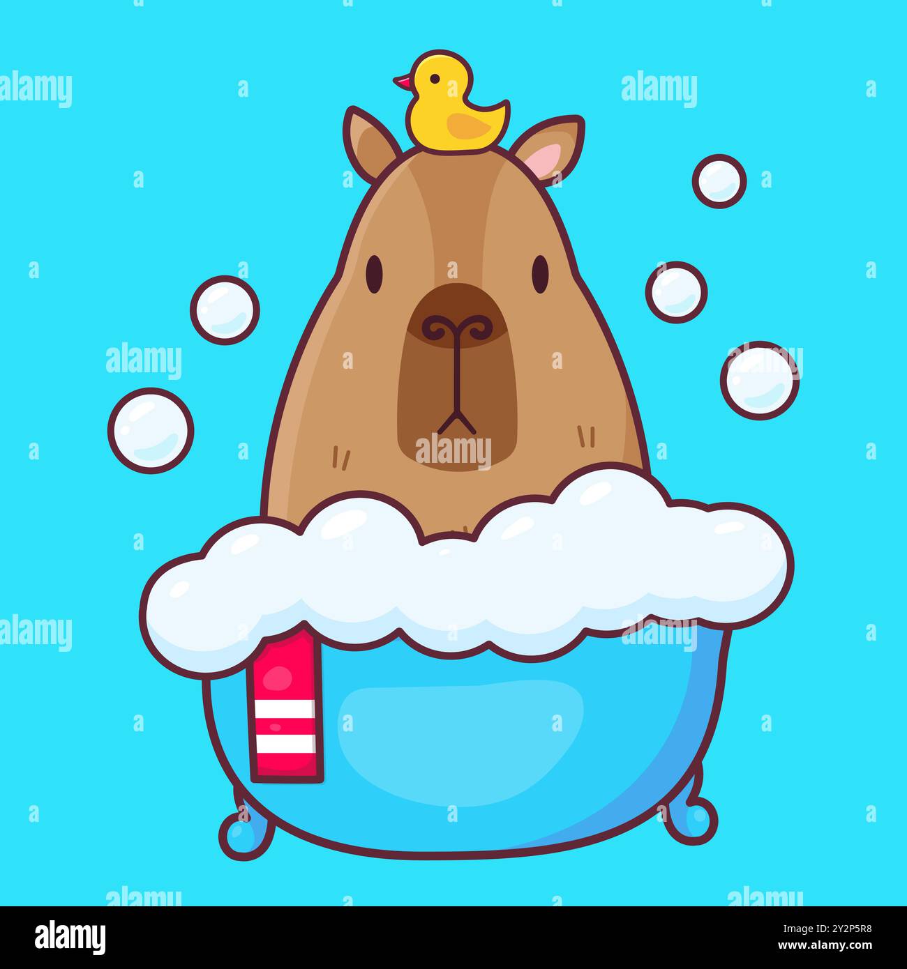 Capybara taking a bath. Vector cartoon illustration Stock Vector Image ...