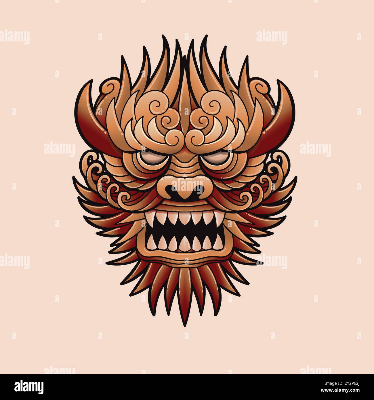 hand drawn Chinese Dragon Head Vector Illustration Stock Vector Image ...