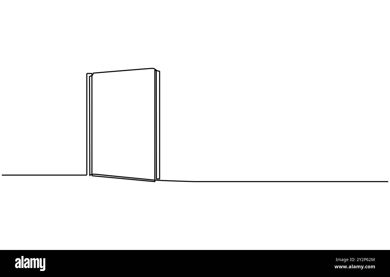 One line drawing of opened book isolated on white background ...