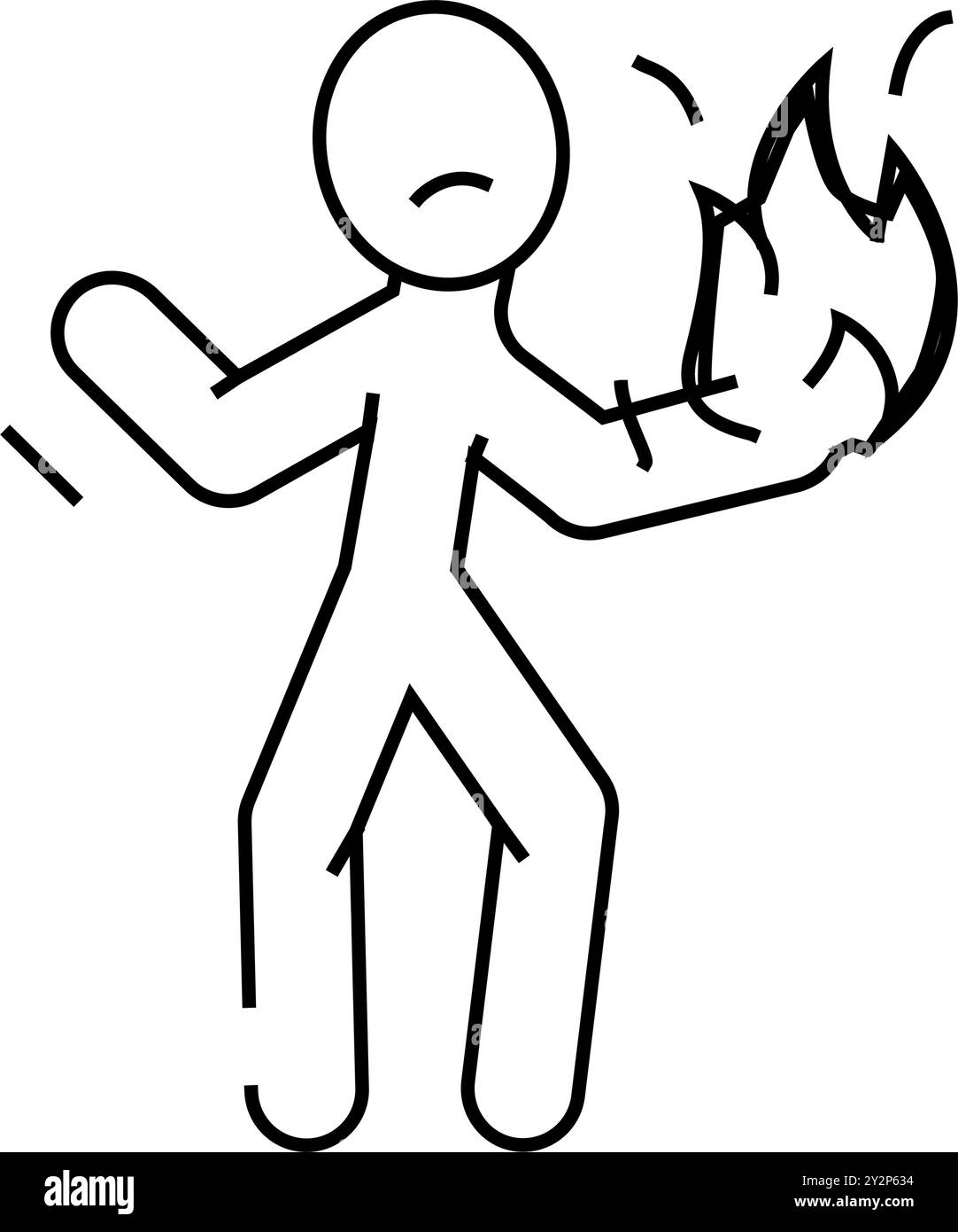 fired up man accident line icon vector illustration Stock Vector Image ...