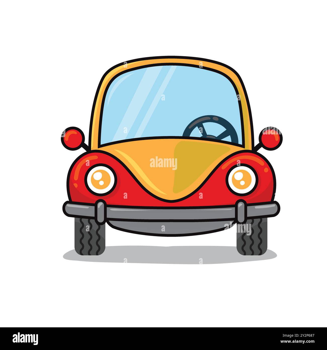 front view old vintage cartoon car vector illustration Stock Vector ...