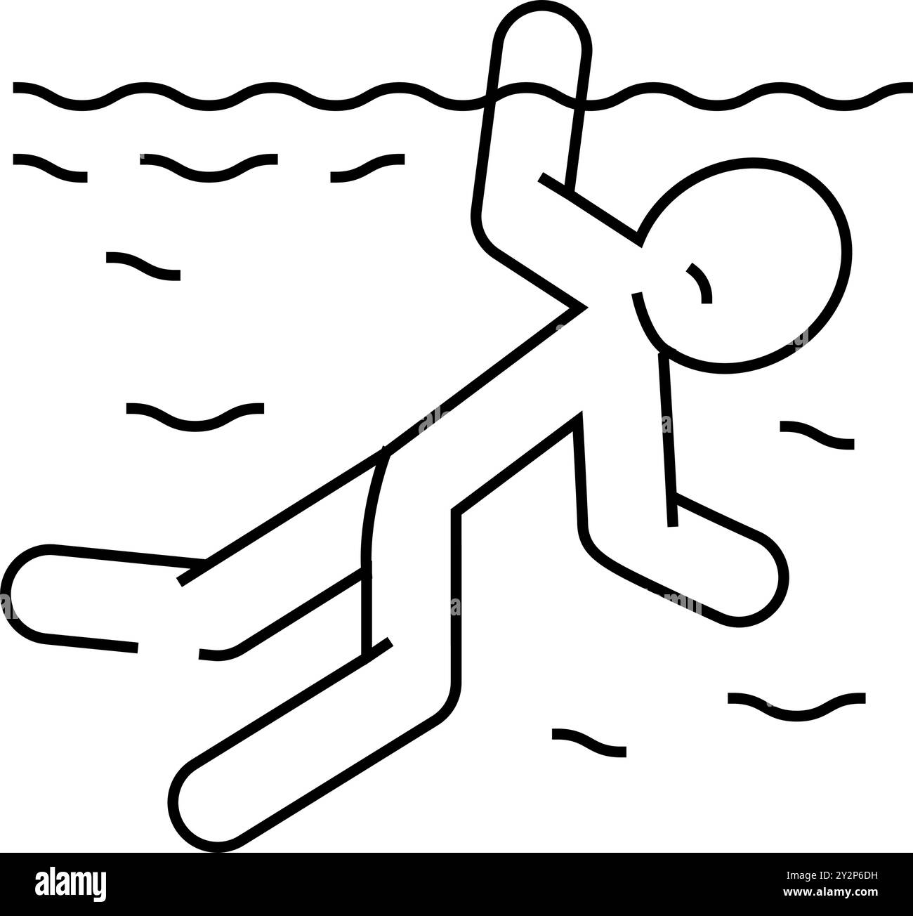 drowned man accident line icon vector illustration Stock Vector Image ...