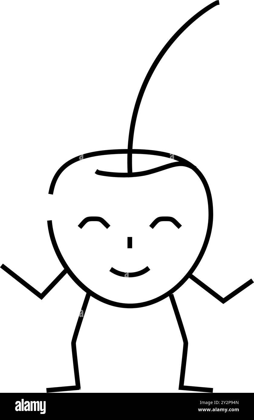cherry berry character line icon vector illustration Stock Vector Image ...