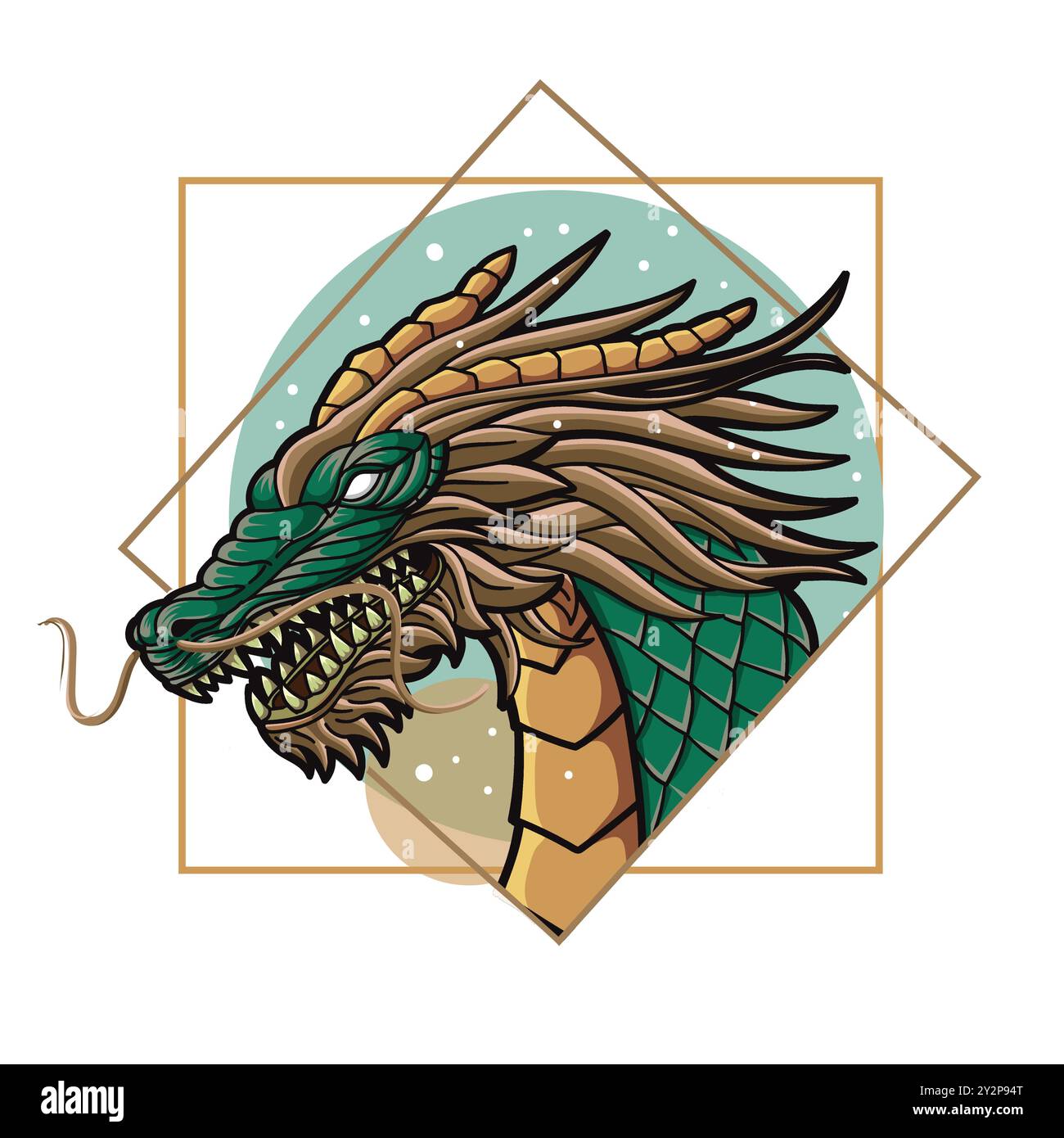 hand drawn dragon head color design vector illustration Stock Vector ...