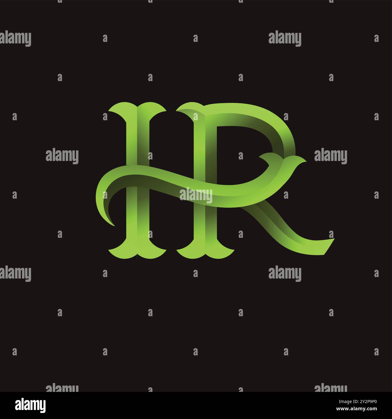 Vintage Interlocking Monogram initial letter HR vector illustration ...