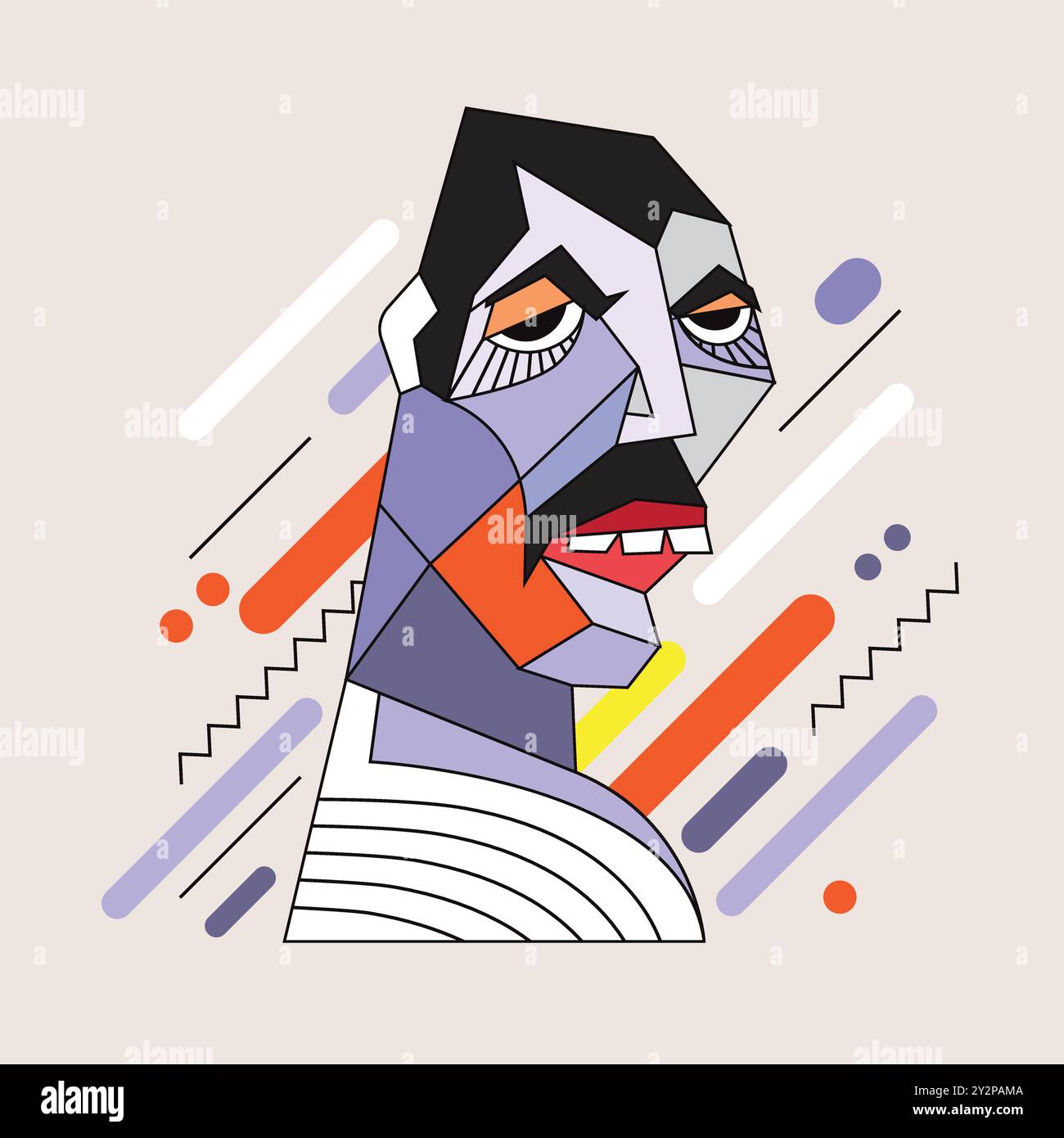 abstract minimalist and modern linear face vector illustration Stock ...