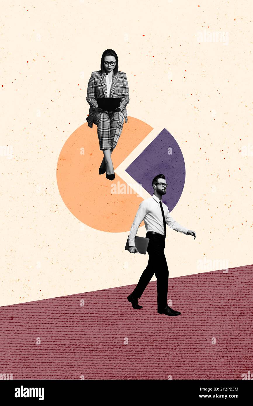 Collage artwork image of business people working together success ...