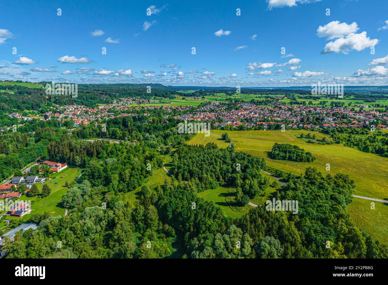 Aerial view of the market village of Peißenberg in Upper Bavaria Stock ...