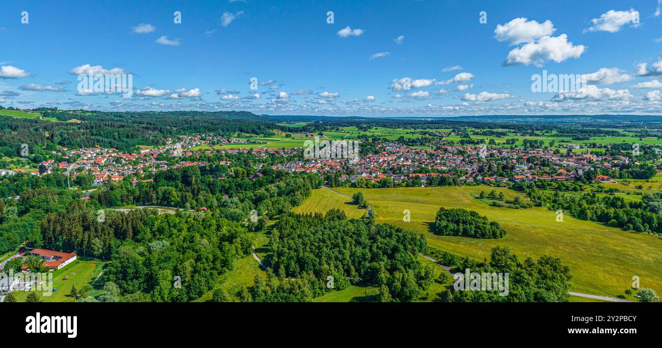 Aerial view of the market village of Peißenberg in Upper Bavaria Stock ...