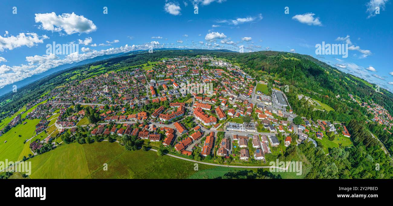 Aerial view of the market village of Peißenberg in Upper Bavaria Stock ...
